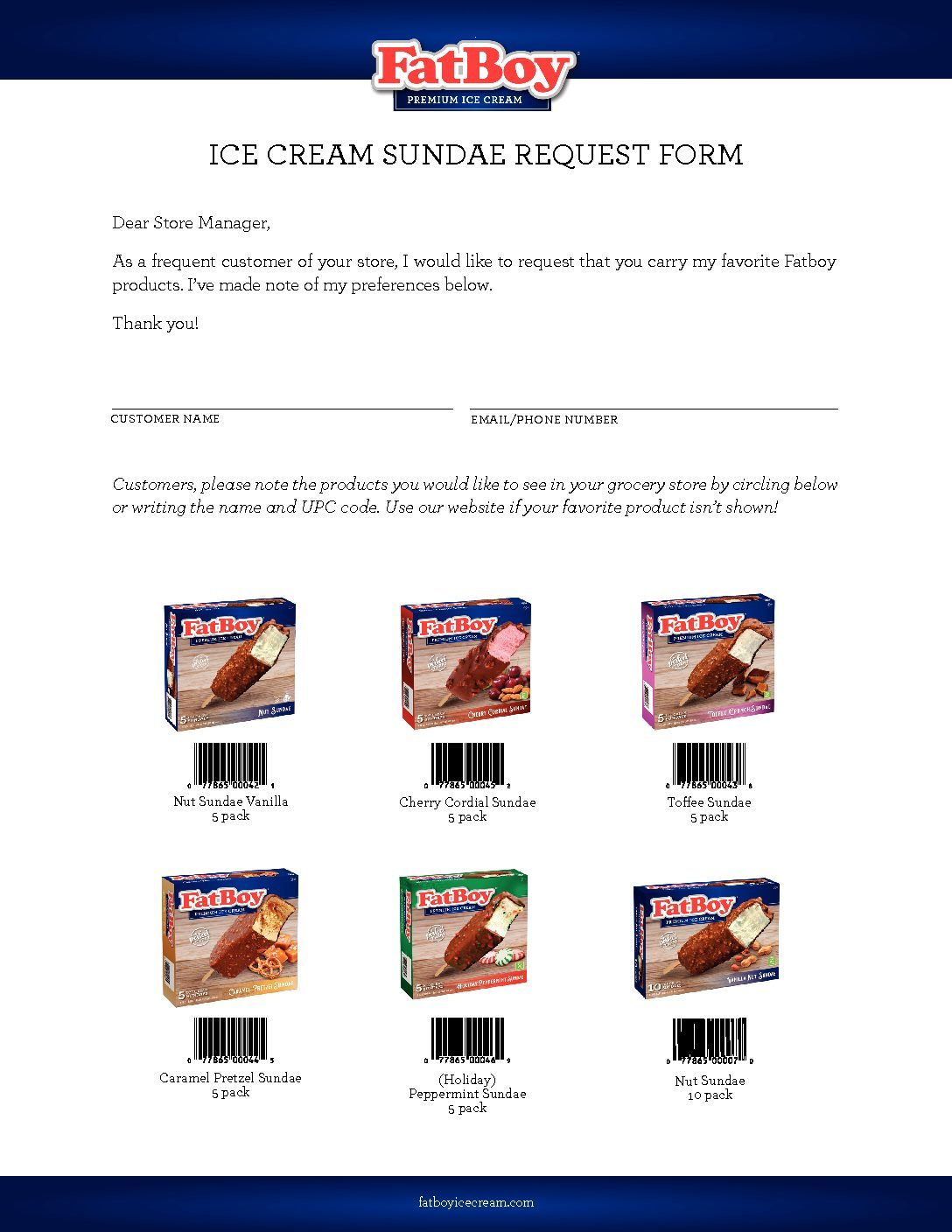 FatBoy Ice Cream | Product Request Form